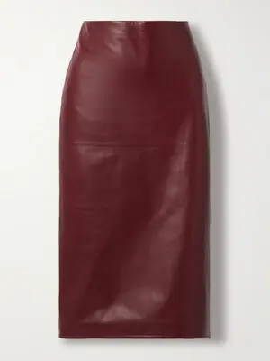Veronica De Piante Nova Leather Midi Skirt