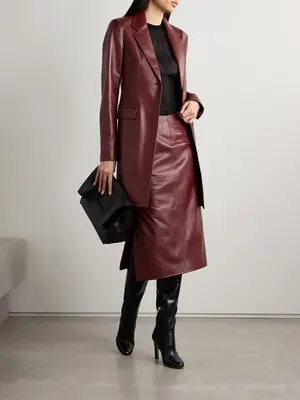 Veronica De Piante Nova Leather Midi Skirt