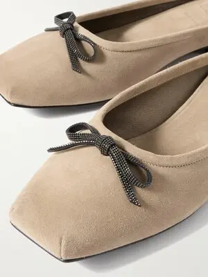 Brunello Cucinelli Bow-embellished Slippers - Neutrals