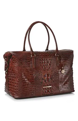 Brahmin Duxbury Croc Embossed Leather Duffle Bag