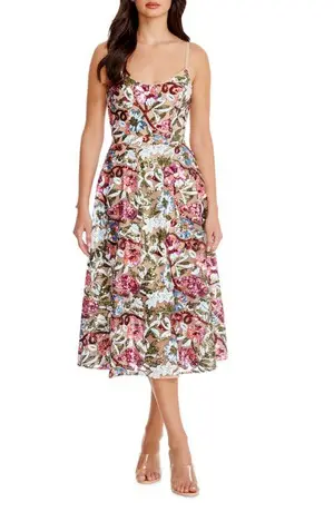 Dress The Population Uma Sequin Cocktail Dress - Bright Fuchsia Multi