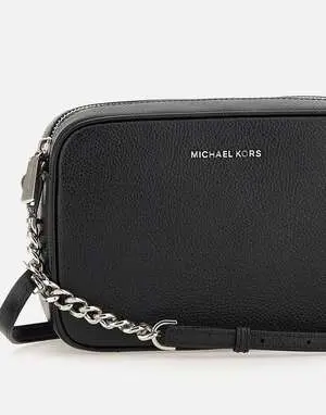 Michael Kors Leather Camera Bag With Silver Finishes