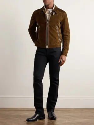 TOM FORD Leather-trimmed Suede Bomber Jacket