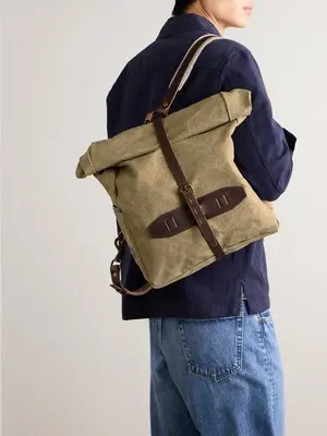 BLEU DE CHAUFFE Jamy Leather-trimmed Canvas Backpack
