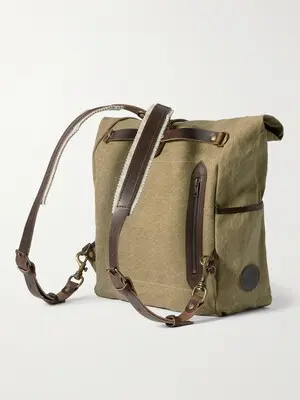 BLEU DE CHAUFFE Jamy Leather-trimmed Canvas Backpack