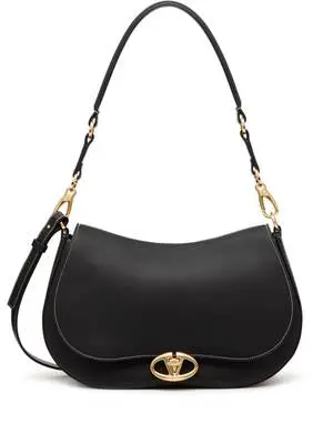 Valentino Garavani Ohval Leather Shoulder Bag - Black