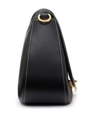Valentino Garavani Ohval Leather Shoulder Bag - Black
