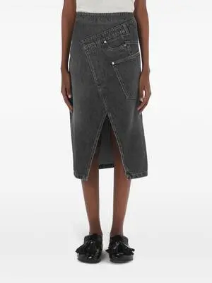 JW Anderson Twisted Denim Midi Skirt - Grey