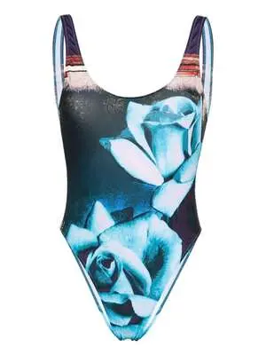 JEAN PAUL GAULTIER Graphic-print Swimsuit - Blue