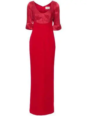 V:PM ATELIER Flora Scoop-neck Gown - Red