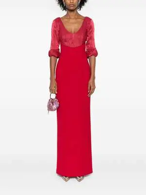 V:PM ATELIER Flora Scoop-neck Gown - Red