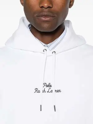 Polo Ralph Lauren Embroidered Logo Cotton Blend Hoodie - White