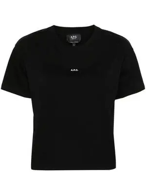 A.p.c. Logo-print Cropped T-shirt - Black