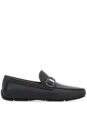 FERRAGAMO Gancini Driver Loafers In Calfskin - Black