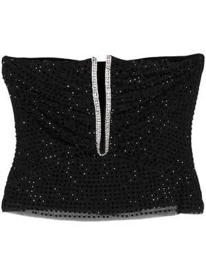 SELF-PORTRAIT Rhinestone-embellished Strapless Top
