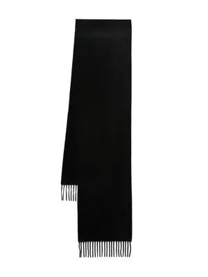 Max Mara Embroidered-logo Cashmere Scarf - Black