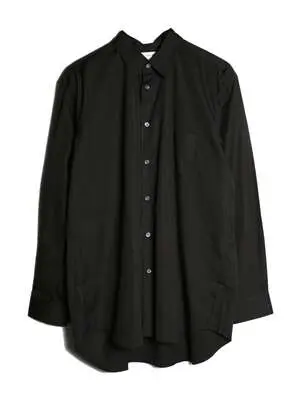 Comme Des Garçons Curved-hem Wool Shirt - Black