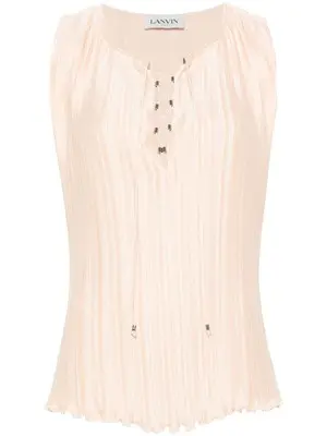 LANVIN Drawstring Plissé Blouse