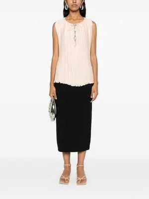LANVIN Drawstring Plissé Blouse