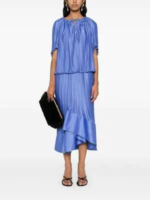 LANVIN Asymmetric Plissé Midi Skirt