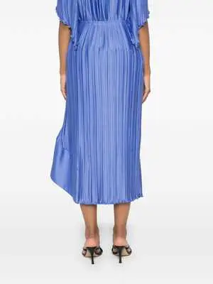 LANVIN Asymmetric Plissé Midi Skirt