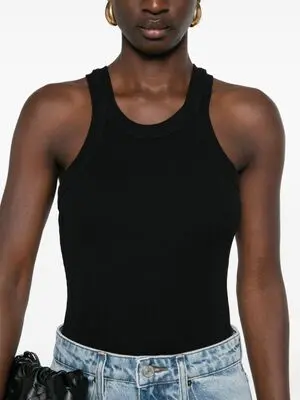 Closed Logo-embroidered Ribbed Tank Top - Black