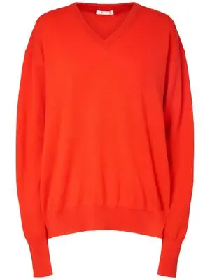THE ROW THE ROW Gracy Cashmere Knit V-neck Sweater - Red