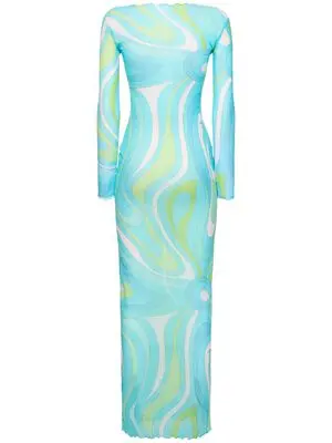 Emilio Pucci Printed Mesh Long Dress