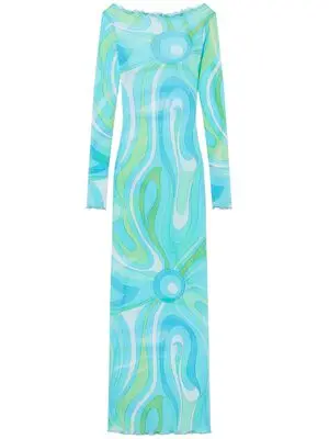 Emilio Pucci Printed Mesh Long Dress