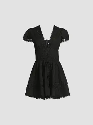 Peixoto Piper Lace-trimmed Cotton Minidress - Black