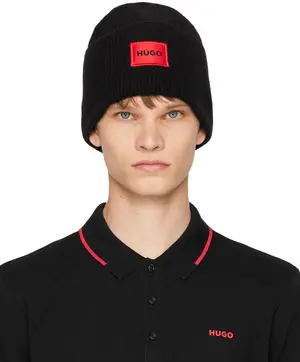 Hugo Hugo Black Patch Beanie 001-black