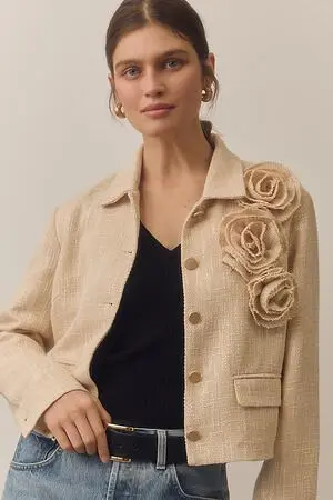DOLAN LEFT COAST Dolan Textured 3d Rosette Lady Jacket