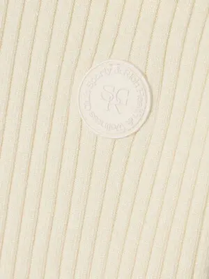 SPORTY & RICH Appliquéd Ribbed-knit Polo Shirt