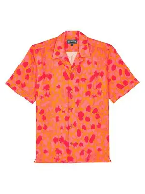 Vilebrequin New Leopard Linen Camp Shirt - Abricot