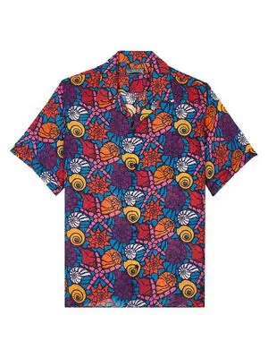 Vilebrequin Noumea Sea Graphic Camp Shirt - Navy Blue Marine