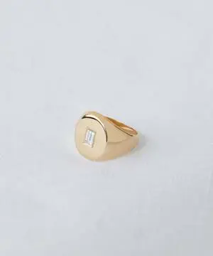 Jenni Kayne Gemma Baguette Diamond Signet Ring - Gold