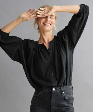 Jenni Kayne Long-sleeve Willow Blouse - Black