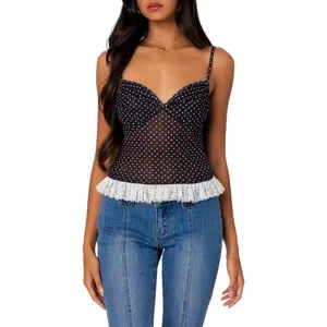 EDIKTED Polka Dot Mesh Camisole