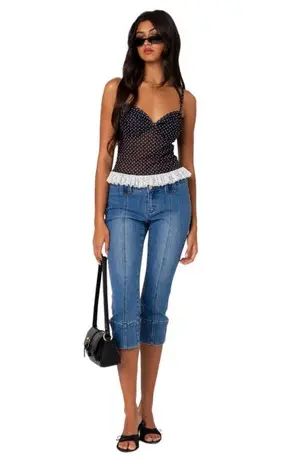 EDIKTED Polka Dot Mesh Camisole