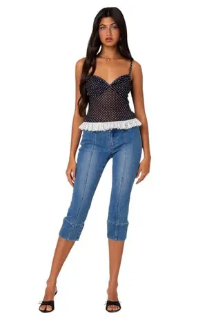 EDIKTED Polka Dot Mesh Camisole