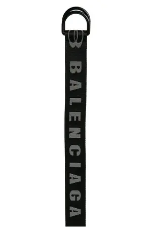 Balenciaga Logo D-ring Belt - 1064 Black/ L Dark Grey