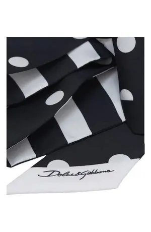 Dolce & Gabbana Polka Dot Stripe Silk Scarf