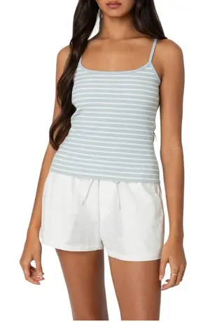 EDIKTED Gretta Stripe Rib Camisole - Light-blue