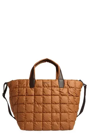 VEECOLLECTIVE Porter Water Repellent Quilted Weekend Bag - Cognac