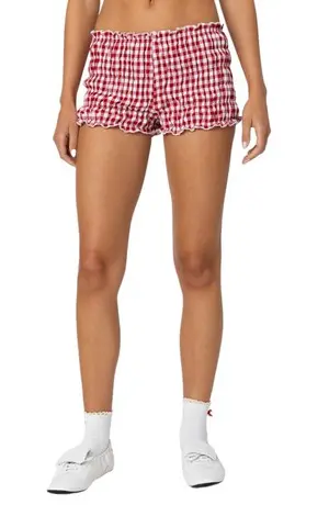 EDIKTED Gingham Shirred Microshorts