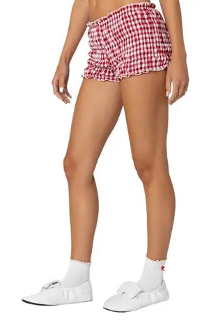 EDIKTED Gingham Shirred Microshorts