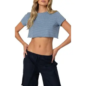 EDIKTED Stripey Crop T-shirt