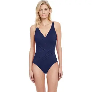 GOTTEX Lattice Surplice One-piece Swimsuit - Navy