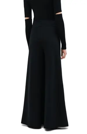 MARCELLA Georgia High Waist Wide Leg Ponte Knit Pants - Black