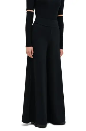 MARCELLA Georgia High Waist Wide Leg Ponte Knit Pants - Black